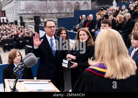 Josh Shapiro accompanied by his wife Lori Shapiro and children, takes ...