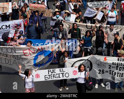 People march in remembrance of the Tlatelolco student massacre, in ...