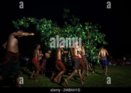 Indian Rabha tribal Hindu priests bless Rabha people in traditional ...