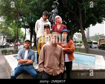 Members of the French band L'Impératrice: Achille Trocellier, clockwise ...