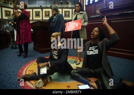 Rep. Tray McCurdy, D-Orlando and Rep. Angie Nixon, D-Jacksonville sit ...