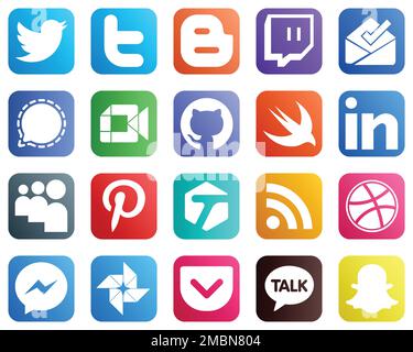 Vollständiges Symbol-Paket für soziale Medien 20 Symbole wie Ton ...