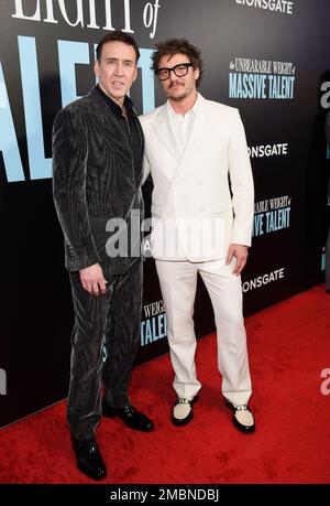 Nicolas Cage, left and Pedro Pascal arrive at the premiere of "The ...