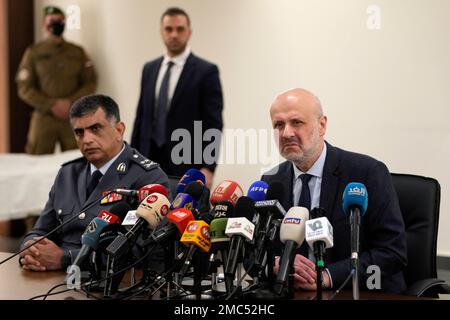 Internal Lebanese Security Forces chief Maj. Gen. Imad Osman gestures ...