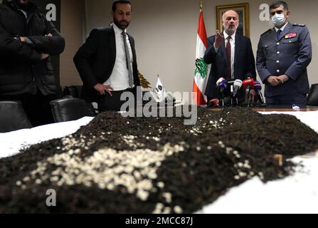 Internal Lebanese Security Forces chief Maj. Gen. Imad Osman gestures ...