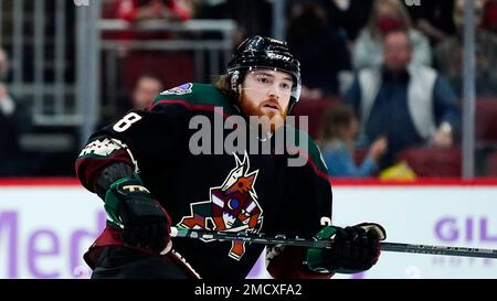 Arizona Coyotes center Liam O'Brien skates to the puck against the New ...