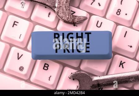 Text zeigt Inspiration richtiger Preis. Geschäftsübersicht der ...