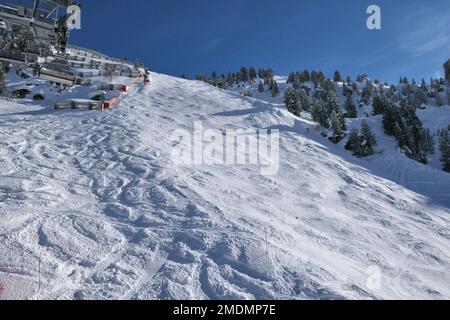 Die Harakiri-Skipiste im Zillertal in den Tiroler Bergen ...