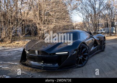 A first Afghan made sports car is seen inside the Entop car studio in ...