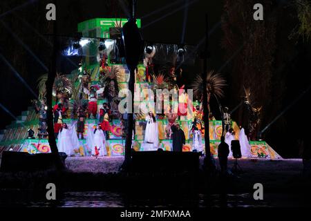 Actress Nayeli Cortes dressed as the La Llorona character, carries a ...