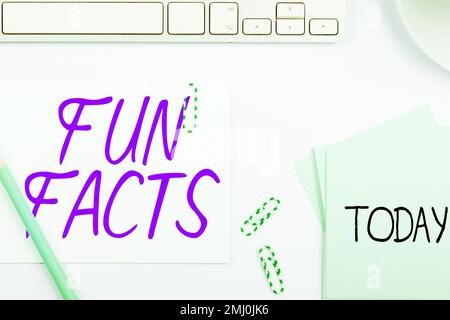 Inspiration mit dem Schild „Fun Facts“. Business zeigt kurze ...