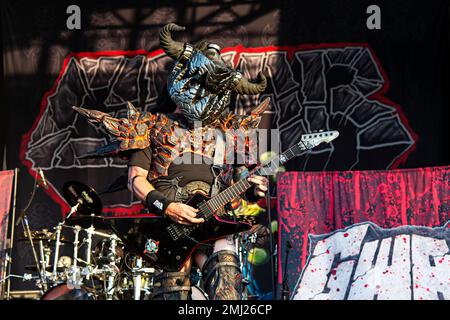Mike Derks as Balzac the Jaws of Death of GWAR performs during Louder ...
