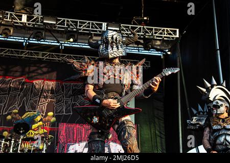 Mike Derks as Balzac the Jaws of Death of GWAR performs during Louder ...