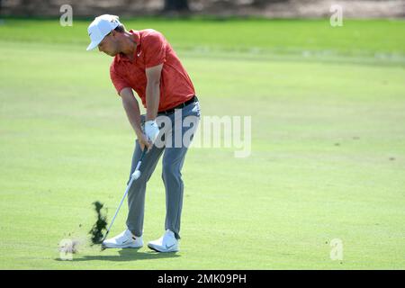 Keith Mitchell hits from the fairway on the 17th hole during the third ...
