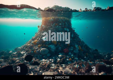 Müllberge im Ozean erzeugen KI. Wie die KI unsere Welt sieht. Rette den ...