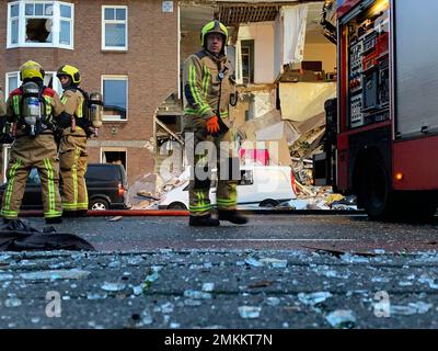 Authorities respond after a three-story home collapsed in The Hague ...