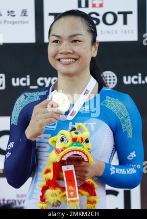 Gold medalist Hong Kong's Lee Wai Sze, center, silver medalist Japan's ...