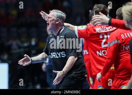 Denmarks Trainer Nikolaj Jacobsen in der Münchner Olympiahalle, wo das ...