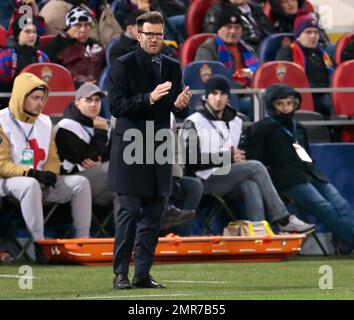 Basel's head coach Raphael Wicky speaks during a press conference the ...