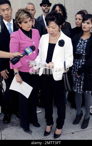 Gloria Allred und die Familie des Mordopfers Felicia Tang halten zum ...