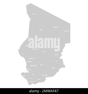 Politische Karte der Verwaltungsabteilungen - Regionen im Tschad ...