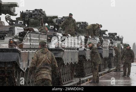Members of German Bundeswehr 12th Mechanised Infantry Brigade, 122th ...