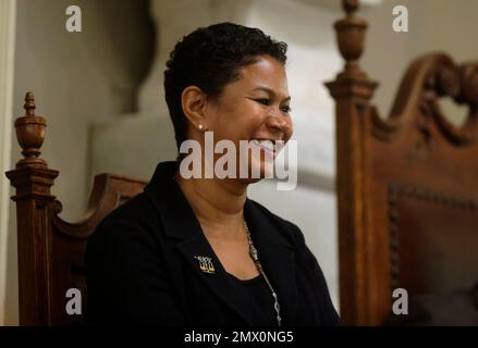 Massachusetts Supreme Judicial Court Justice Kimberly Budd, left, takes ...
