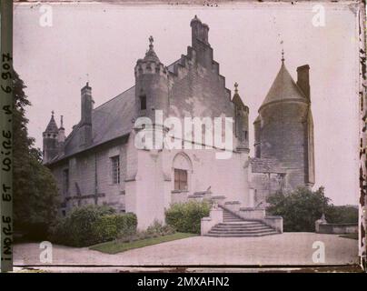 Loches, Frankreich die Ostfassade der königlichen Residenz und der Donjon der Burg ...