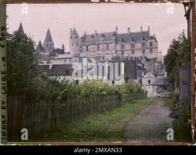 Loches, Frankreich die Häuser dominiert von der königlichen Residenz der Burg, Persönlichkeit ...