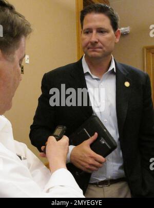 Kansas House Appropriations Committee Chairman Ron Ryckman Jr., right ...
