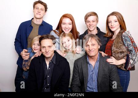 Director and actor Matt Ross, front left, poses with actors, from back ...