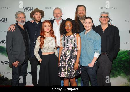 "Outsiders" cast and crew from left: Peter Mattei, Peter Tolan, Ryan Hurst, Gillian Alexy,David ...