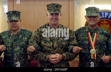 U.S. Marine Brig.Gen. Paul Kennedy, left, Commanding General of the 3rd ...