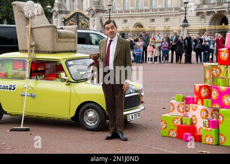 British actor Rowan Atkinson, dressed as Mr Bean poses for ...