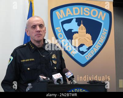 Madison Police Chief Mike Koval appears at a press conference on ...