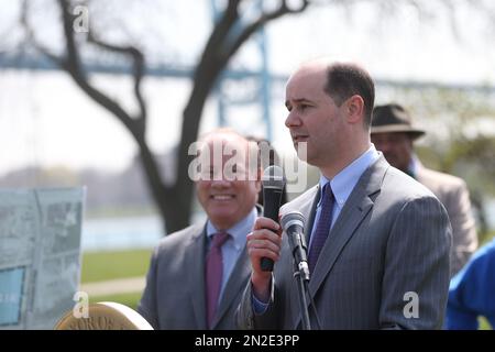Ambassador Bridge Companies Matthew Moroun discusses his part during a ...