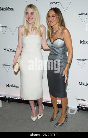 Dakota Fanning, left, and Sarah Jessica Parker attend the Whitney ...