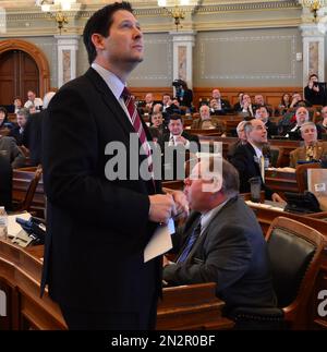 Kansas House Appropriations Committee Chairman Ron Ryckman Jr., right ...