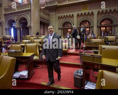 Assembly Majority Leader Joseph Morelle, D-Rochester, left, and ...