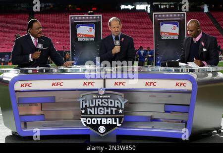 Thursday Night Football announcers, from left, James Brown, Bill Cowher ...