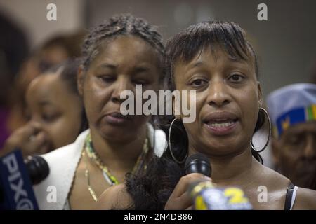 Ellisha Flagg, sister of Eric Garner, speaks alongside his wife Esaw ...