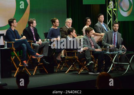 From left, Joey McIntyre, Tyler Ritter, Laurie Metcalf, Will Gluck ...