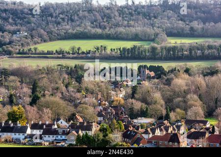 Blick auf Shoreham und das Darent Valley in Kent, England ...