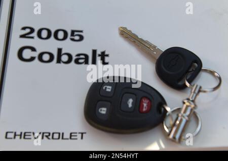 The ignition switch of a 2005 Chevrolet Cobalt is photographed in ...
