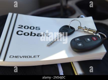 The ignition switch of a 2005 Chevrolet Cobalt is photographed in ...