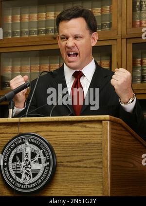 Nebraska Attorney General Jon Bruning speaks at a news conference in ...