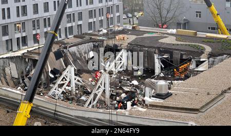 A view of collapsed Maxima supermarket in Riga, Latvia, Friday, Nov. 22 ...