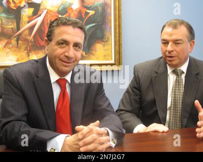 New Jersey Assemblyman Paul Moriarty speaks with his lawyer, John ...