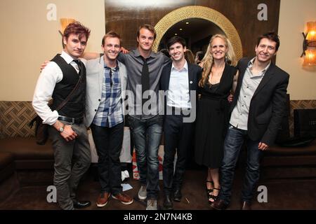 From left, cast members Seth Numrich, Brett Donaldson, Maxwell Hamilton ...