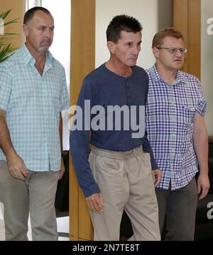 Freed Australian hostage Warren Richard Rodwell smiles as he arrives to ...